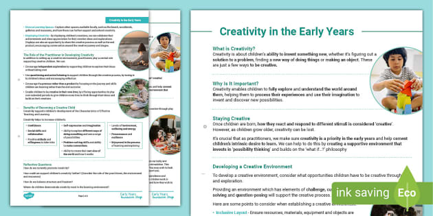 Creativity in the Early Years Handout | CPD | Twinkl