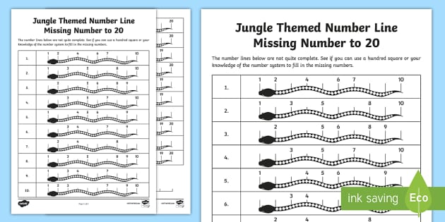 Jungle Themed Number Line Missing Number To 20 Worksheet Worksheet Jungle Themed Number Line Missing Number To 20 Worksheet Worksheet