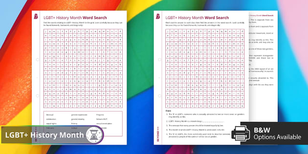 LGBT+ History Month Word Search | Beyond (teacher made)