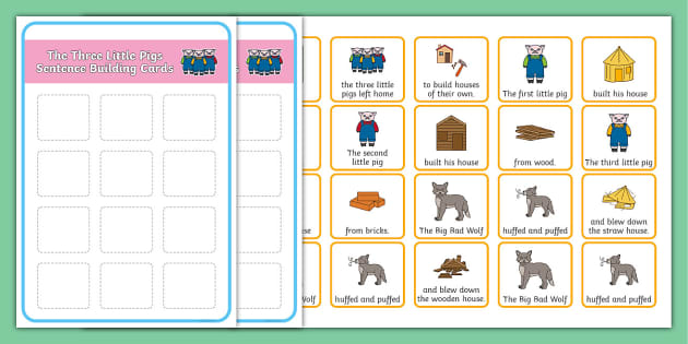 The Three Little Pigs Sentence Building Cards (teacher made)