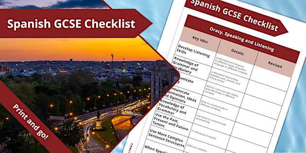 Spanish GCSE Checklist
