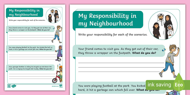 My Responsibility in My Neighbourhood Worksheet