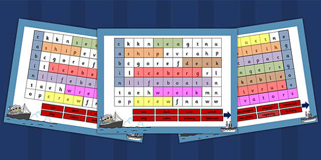 FREE! - The Titanic Interactive Wordsearch Differentiated