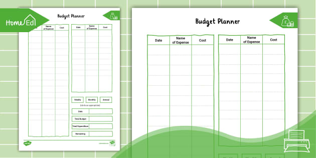Home Educators | Budget Planner | Teacher Planner - Twinkl