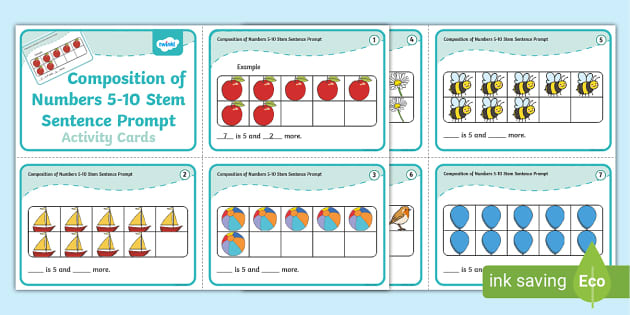👉 Composition of Numbers 5-10 Stem Sentence Prompt Activity 👉 Composition of Numbers 5-10 Stem Sentence Prompt Activity