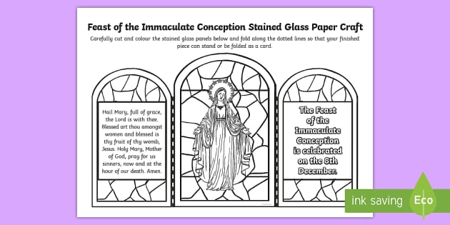 Immaculate Conception Stained Glass Paper Craft - Twinkl
