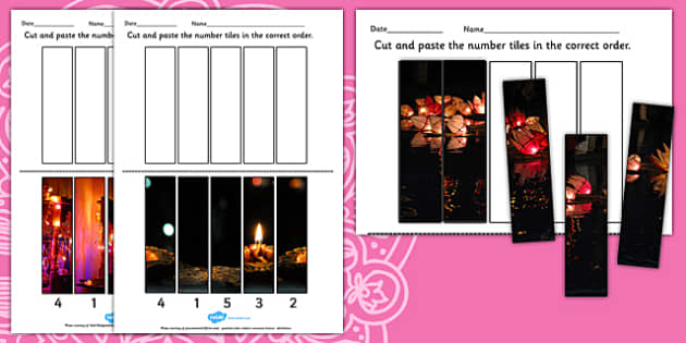 Diwali Photo Number Sequencing Puzzles (teacher made)