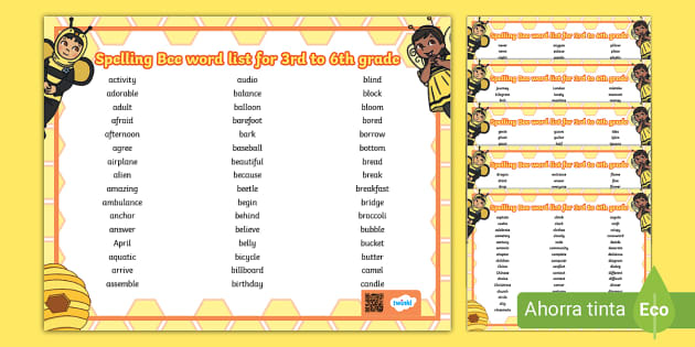 Palabras para Spelling Bee - Twinkl México