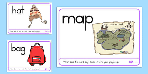 FREE! - CVC Word Playdough Mats A (teacher made) - Twinkl