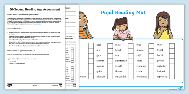 FREE 60 Second Reading Age Test KS1 Reading Resource