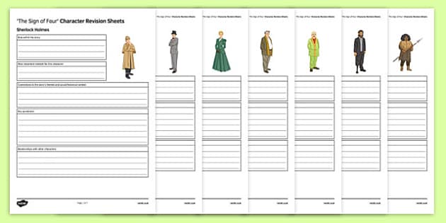 GCSE The Sign of Four Character Revision Sheets