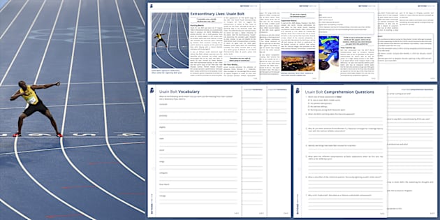 Extraordinary Lives: Usain Bolt Reading Comprehension