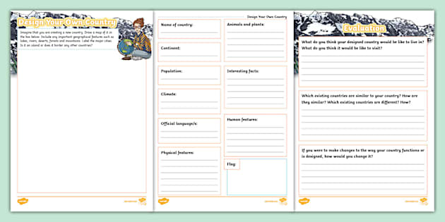 Design Your Own Country Worksheet (professor feito) - Twinkl Design Your Own Country Worksheet (professor feito) - Twinkl