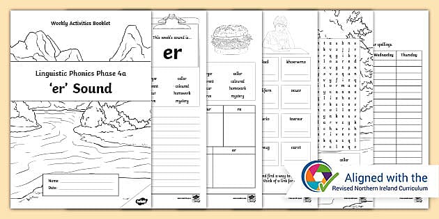 NI Linguistic Phonics Phase 4a 'er' Sound Activities Booklet