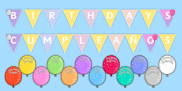 Balloon Themed Birthday Display Pack Spanish Translation