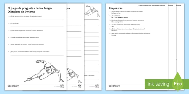 Winter Olympics Differentiated Quiz Activity Spanish