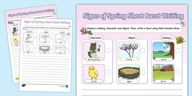 Signs of Spring Short Burst Writing Template - Twinkl