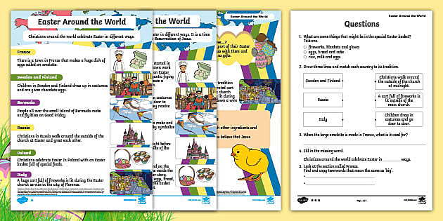 * NEW * KS1 Easter Around the World Reading Comprehension Activity