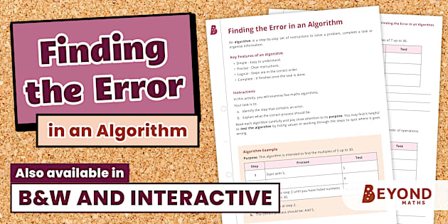 Error in Algorithm Activity Sheet
