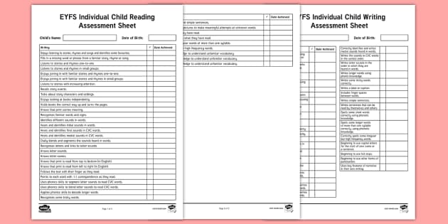 EYFS Reading and Writing Individual Child Assessment Pack
