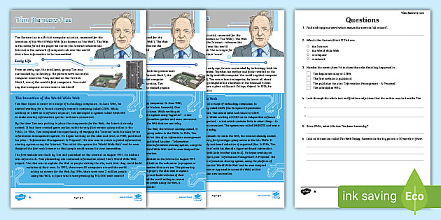 UKS2 Tim Berners-Lee Differentiated Comprehension Activity