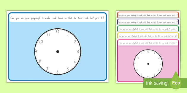 Time: O'clock, Half Past and Quarter Past Playdough Mats