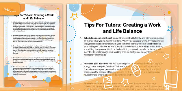 Tips for Tutors: Work / Life Balance