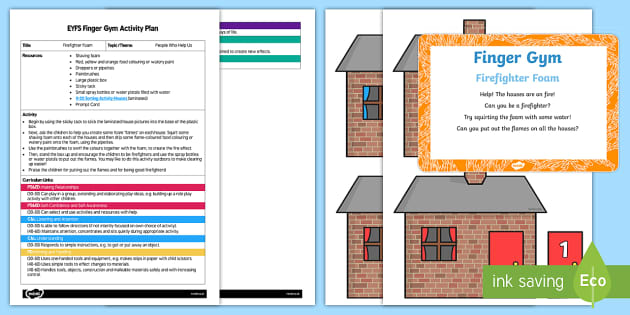 EYFS Firefighter Foam Finger Gym Plan and Resource Pack