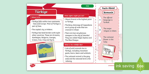 KS1 Türkiye Fact File - Geography (teacher made) - Twinkl