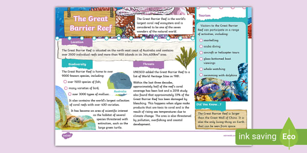 The Great Barrier Reef Fact File - Twinkl - KS2 - Twinkl