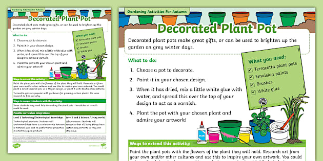 Decorated Plant Pot Craft Instructions (teacher made)