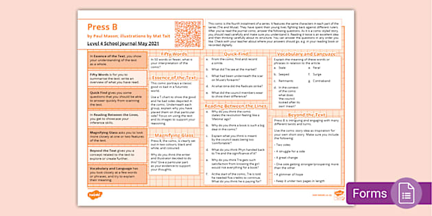 L4 May 2021 School Journal: Press B (Comic Comprehension)