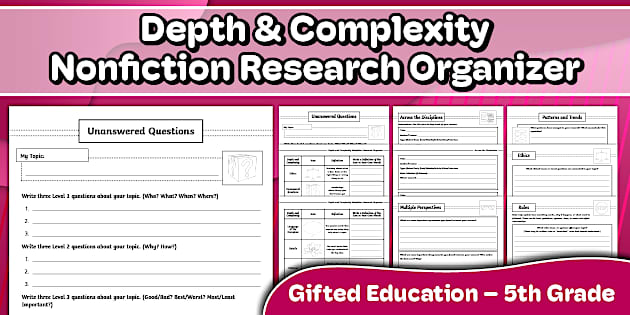 Depth and Complexity Nonfiction Research Organizer