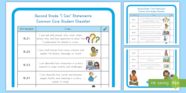 Second Grade I Can Statements Common Core Student Checklist Large Posters Second Grade I Can Statements Common Core Student Checklist Large Posters