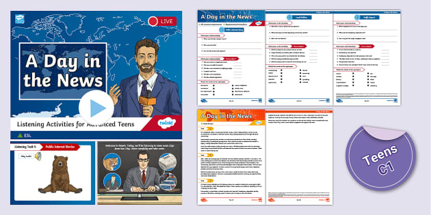 ESL Listening Activities: Today in the News [Teens, C1]