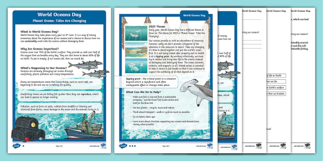 LKS2 World Oceans Day Differentiated Reading Comprehension Activity