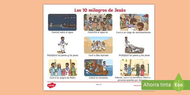 Lámina los 10 milagros de Jesús | Educación Religiosa Twinkl Lámina los 10 milagros de Jesús | Educación Religiosa Twinkl