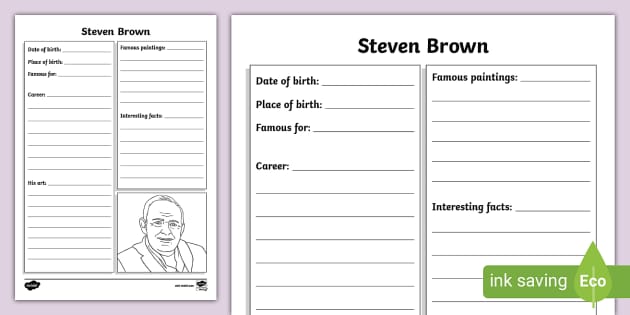 Steven Brown Fact File Template - Twinkl
