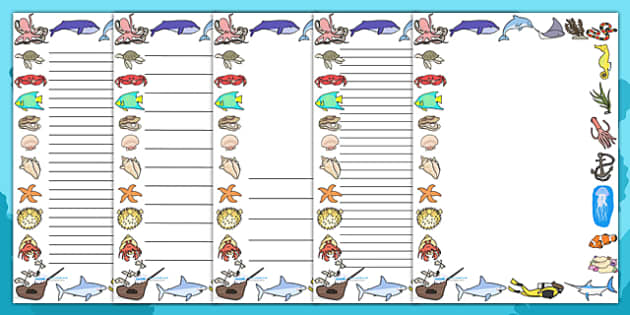 Under the Sea Page Borders - Ocean Life (teacher made)
