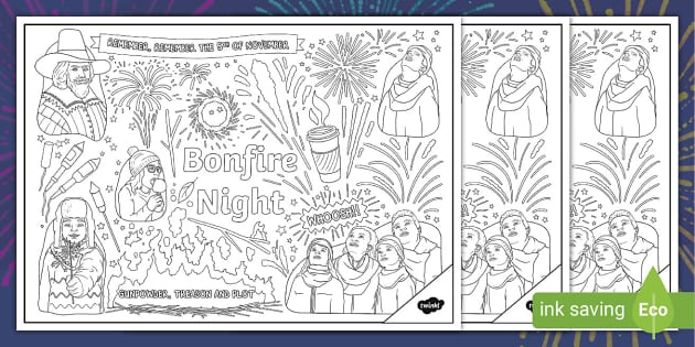Bonfire Night Doodle Colouring Pages Hecho Por Educadores