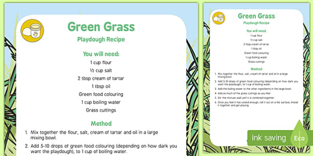 Green Grass Modelling Dough Recipe (teacher made) - Twinkl