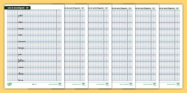 Liste de mots fréquents - CE1