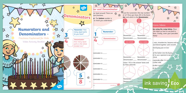 Numerators and Denominators - Fractions Explained for Kids Video Activity