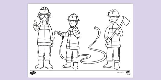 FREE! - Group of Firefighters Colouring Sheet | Colouring Sheets