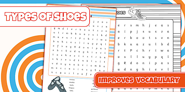 Types of Shoe Word Search - Twinkl Australia