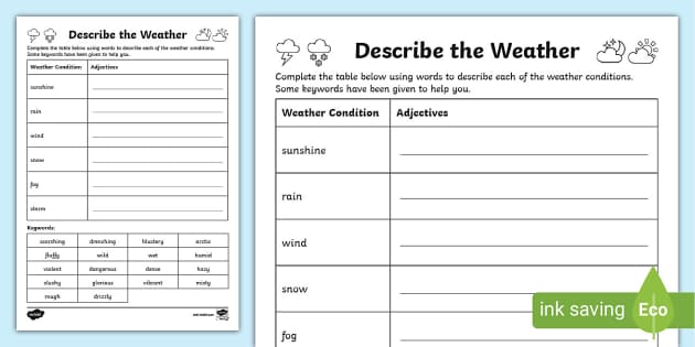 Describe the Weather Activity (teacher made) - Twinkl