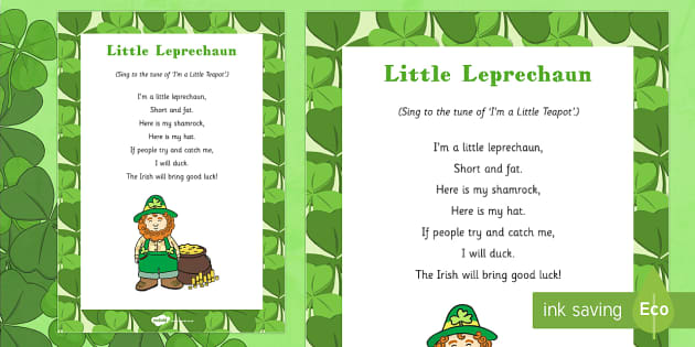 Little Leprechaun Rhyme - St Patricks day, little leprechaun, rhyme, song