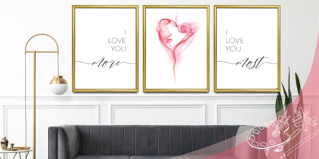 I Love You Typography Pink Heart Valentine's Day Poster Pack