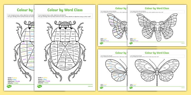 Word Class Colouring Activity Sheets - English - Twinkl