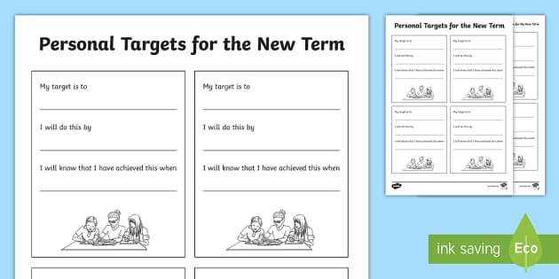 Targets For The New Term Worksheet Worksheet Personal Targets For Targets For The New Term Worksheet Worksheet Personal Targets For